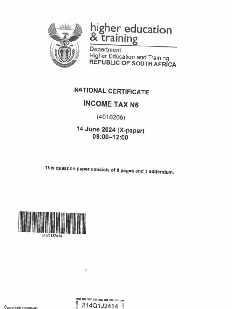 1 - Income Tax n6 Jun 2024 QP | PDF