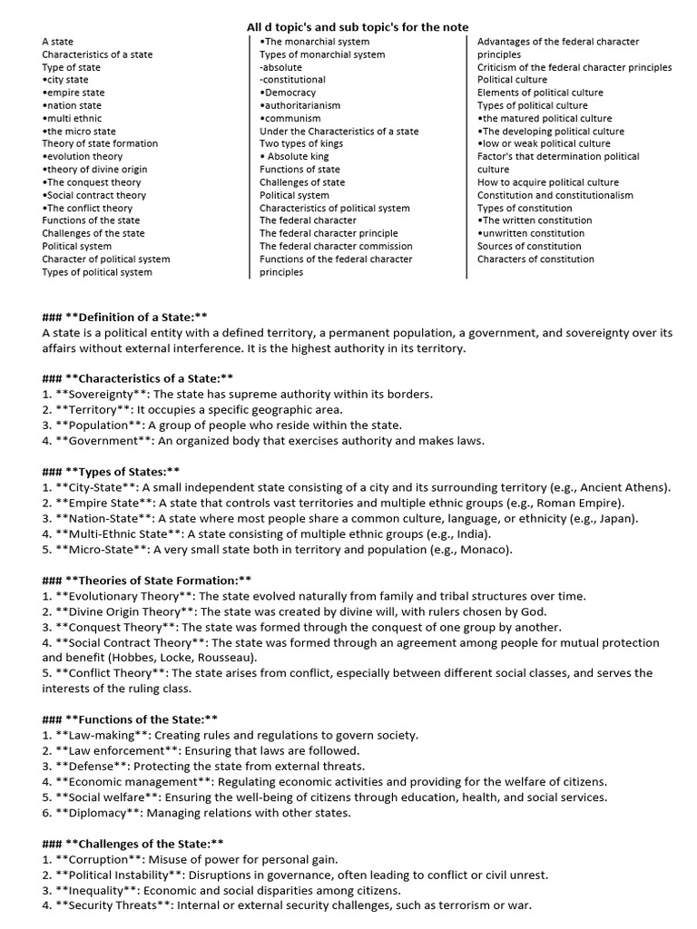 Overview of State and Political Systems | PDF | State (Polity ...