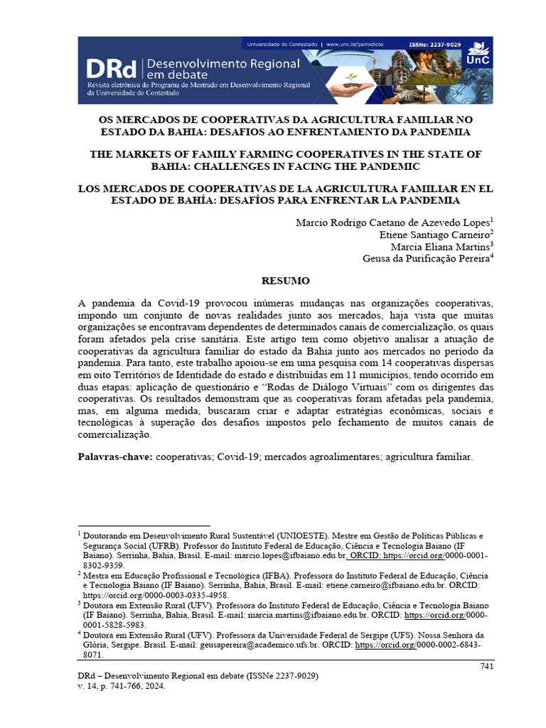 Desafios das Cooperativas na Bahia durante a Pandemia | PDF ...