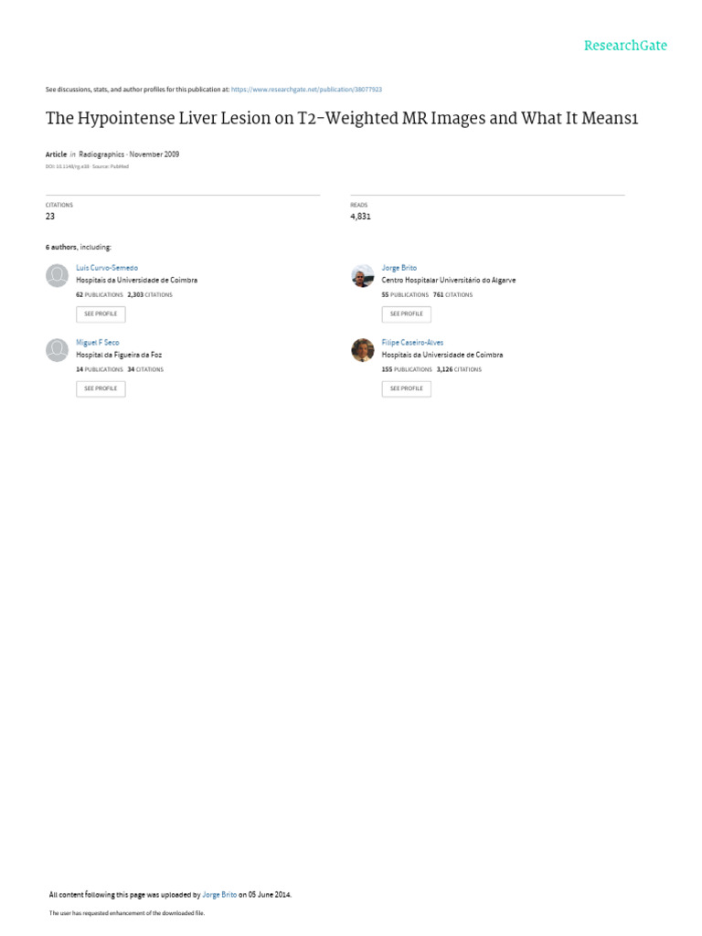 Hypointense Liver Lesions on MR Images | PDF | Magnetic Resonance ...