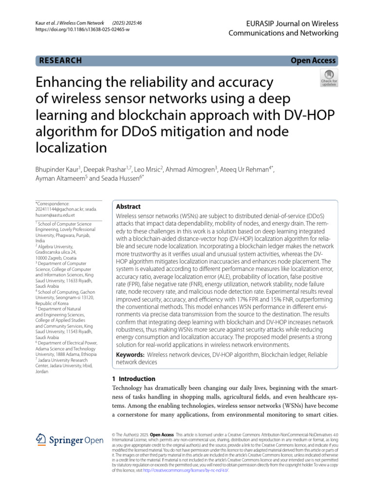 Enhancing The Reliability and Accuracy of Wireless Sensor Networks ...