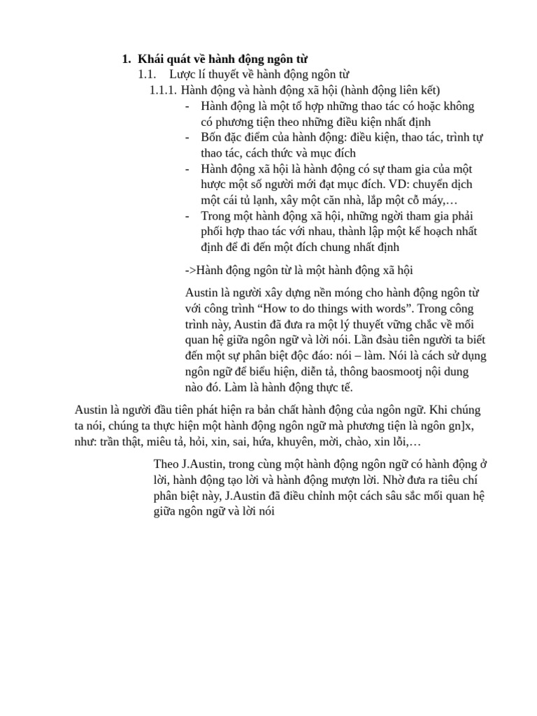 Khái Quát Về Hành Động Ngôn Từ | PDF