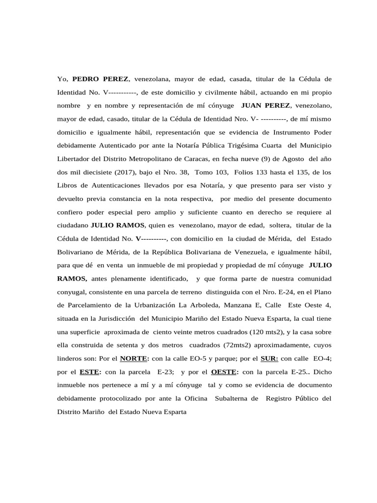 Poder especial para venta | PDF | Venezuela