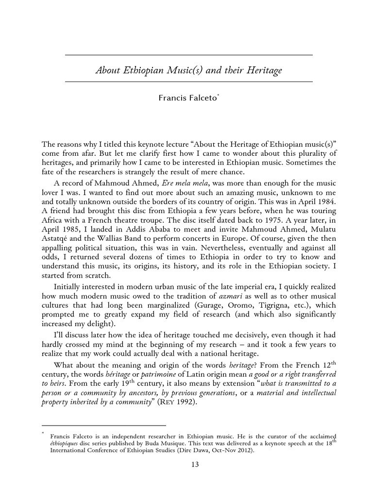 FALCETO About Ethiopian Music S and Their Heritage | PDF | Ethiopia ...