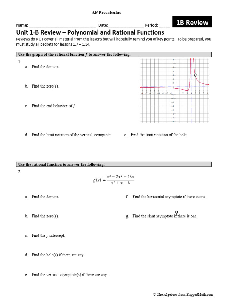 Appc Unit 1b Review | PDF | Asymptote | Function (Mathematics)