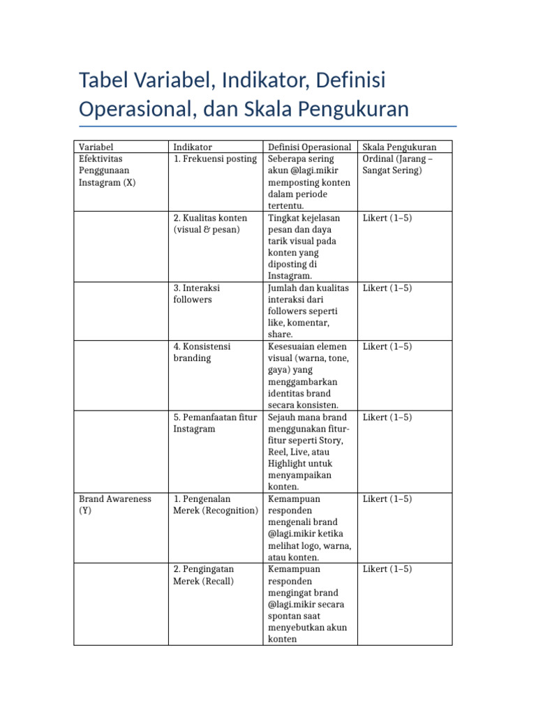 Variabel dan Indikator Efektivitas Instagram | PDF
