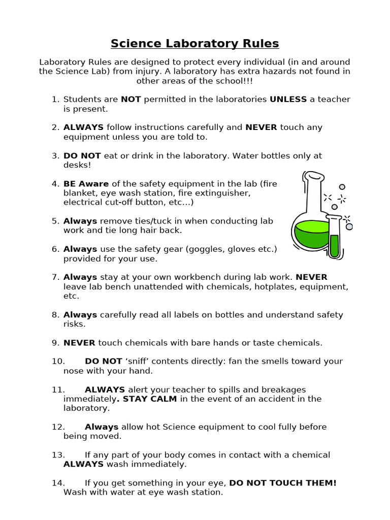Essential Science Lab Safety Rules | PDF