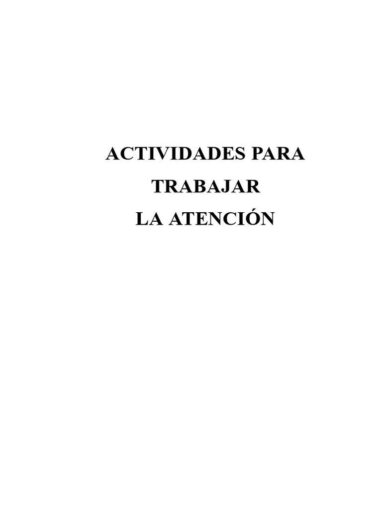 Libro Actividades para Trabajar La Atencion | PDF | Atención | Desorden ...