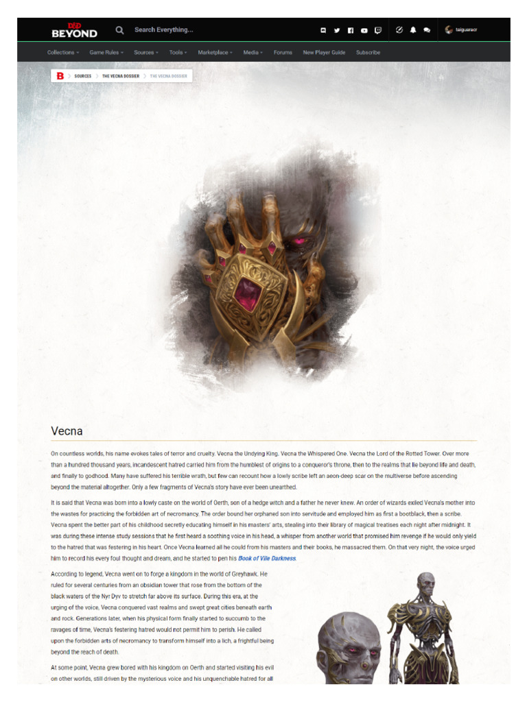 Dndbeyond The Vecna Dossier | PDF