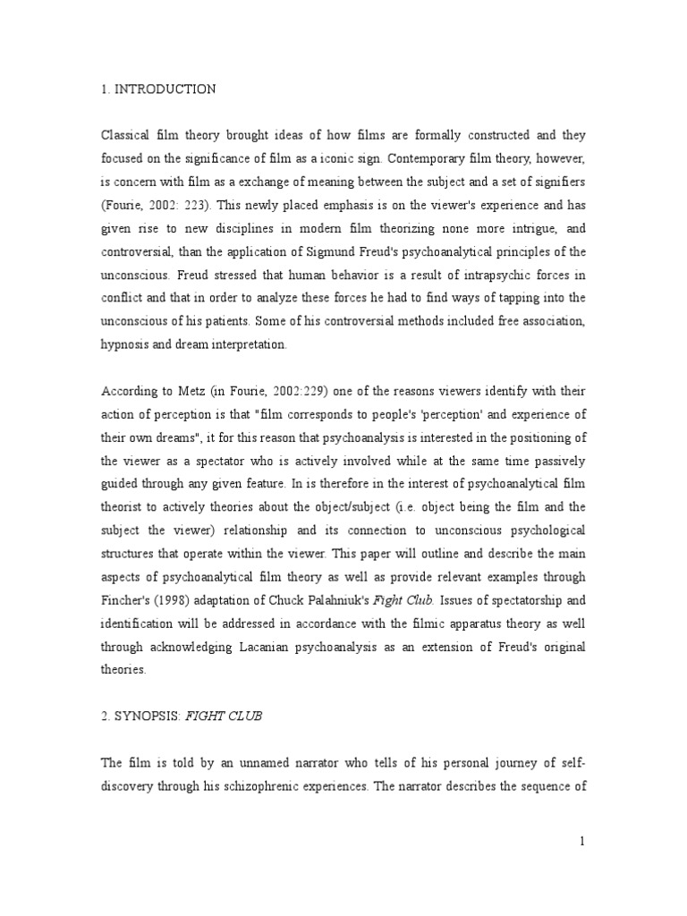 Psychoanalysis in Fight Club | PDF | Id | Psychoanalysis
