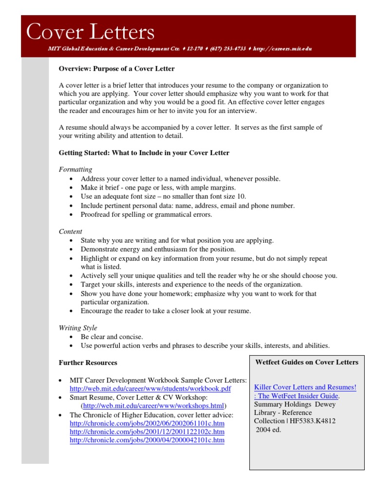 MIT Cover Letter Writing Guide | PDF