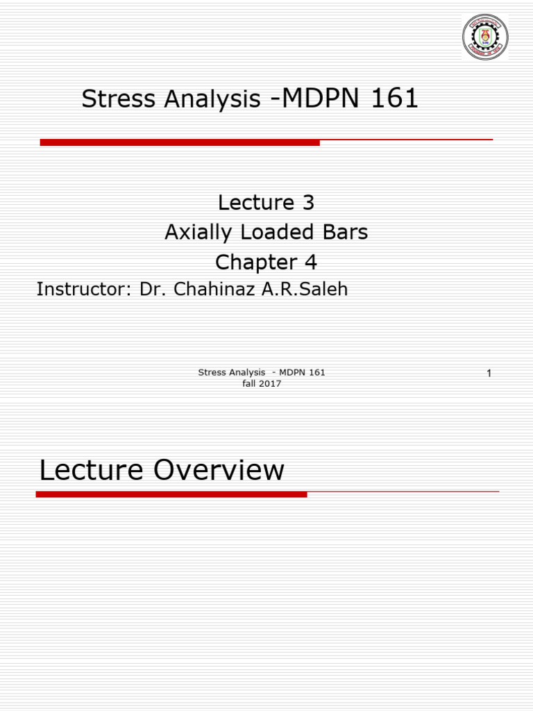 Week 3-Axially Loaded Bars | PDF | Stress (Mechanics) | Stress–Strain ...