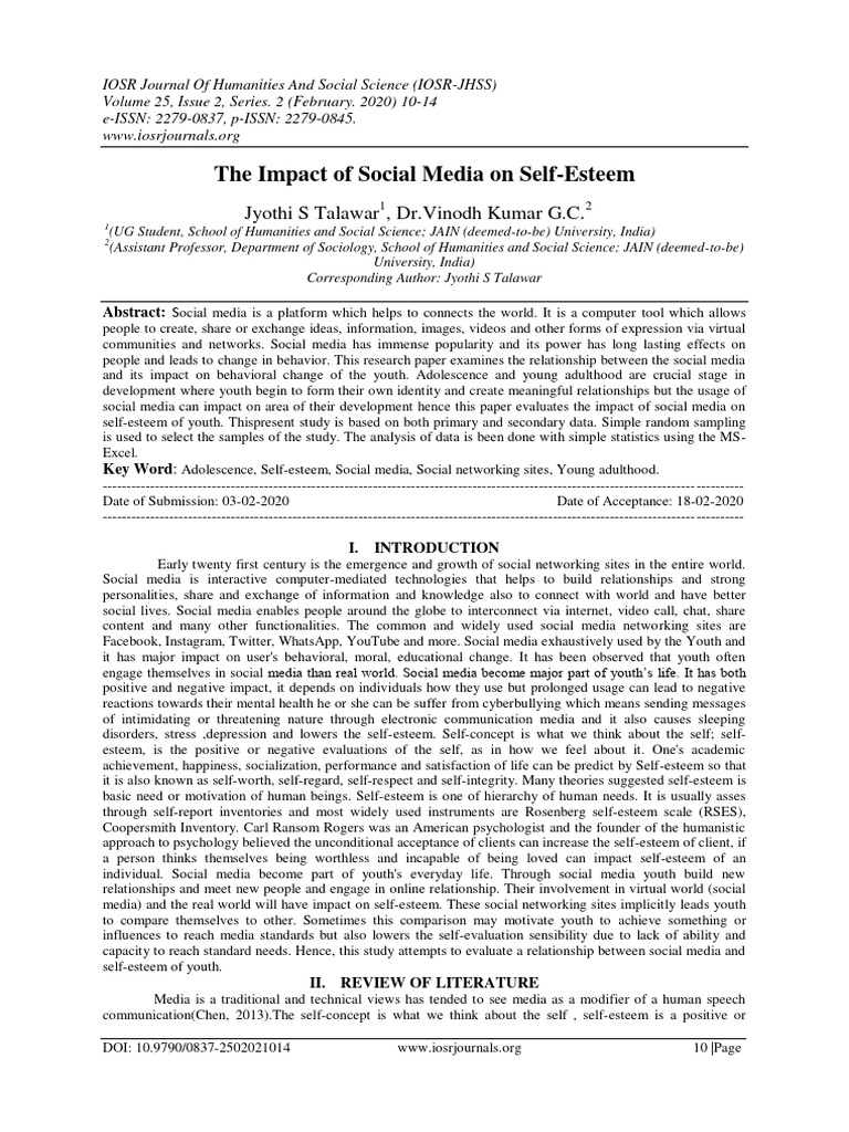 Social Media's Impact on Youth Self-Esteem | PDF | Self Esteem | Social ...