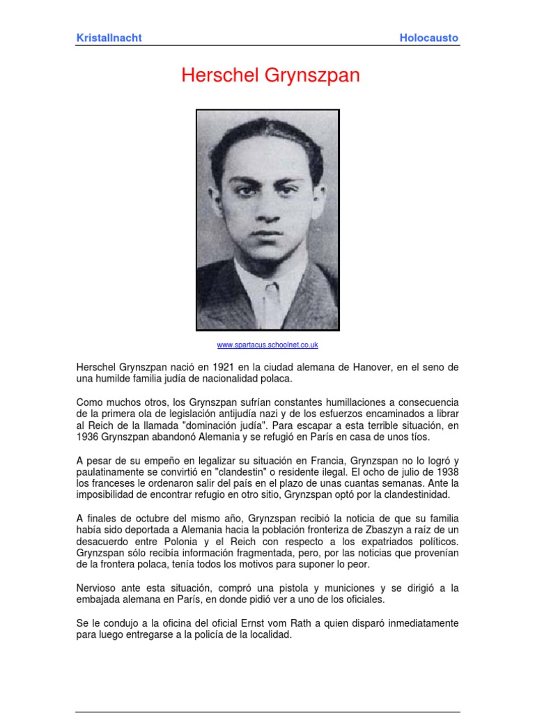 Herschel Grynszpan y la Kristallnacht | PDF | Alemania nazi | El Holocausto