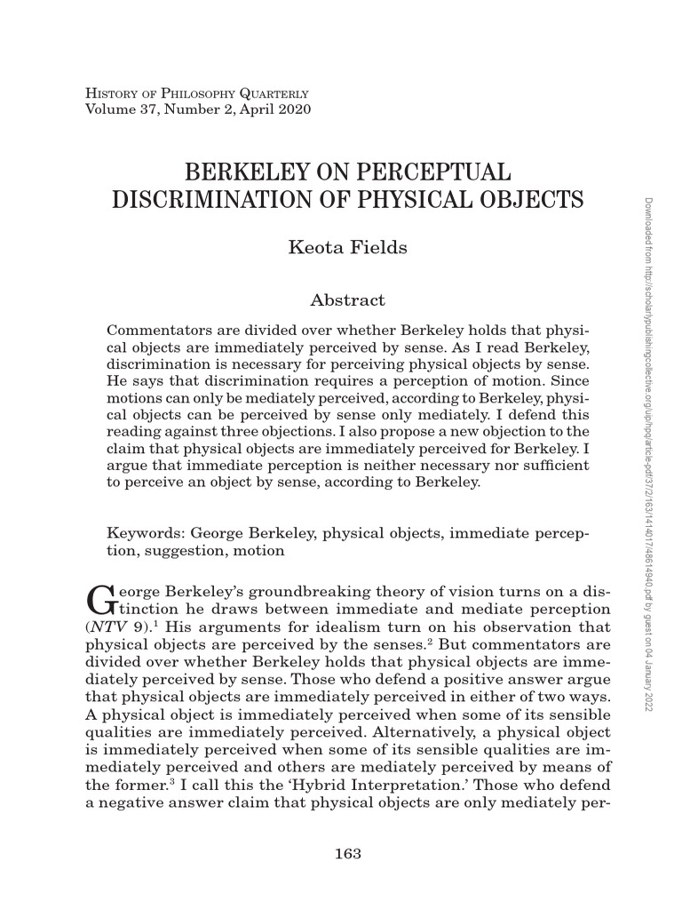 (A) Fields - Berkeley On Perceptual Discrimination of Physical Objects ...