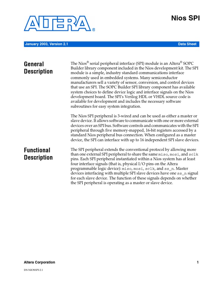 Spi Datasheet | PDF | Input/Output | Computer Architecture