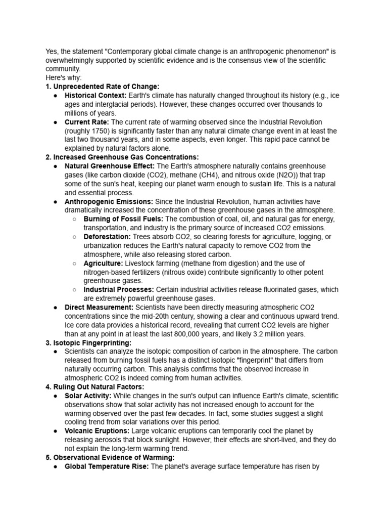 Contemporary Global Climate Change Is An Anthr.. | PDF | Climate Change ...