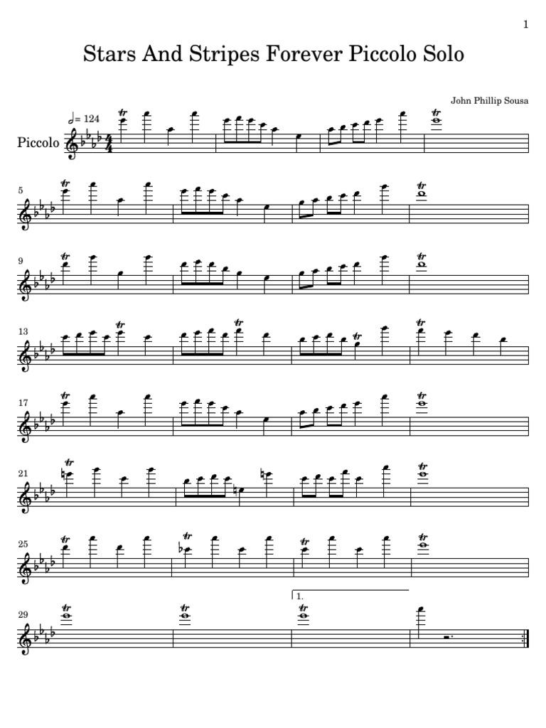 Stars and Stripes Forever Piccolo Solo | PDF