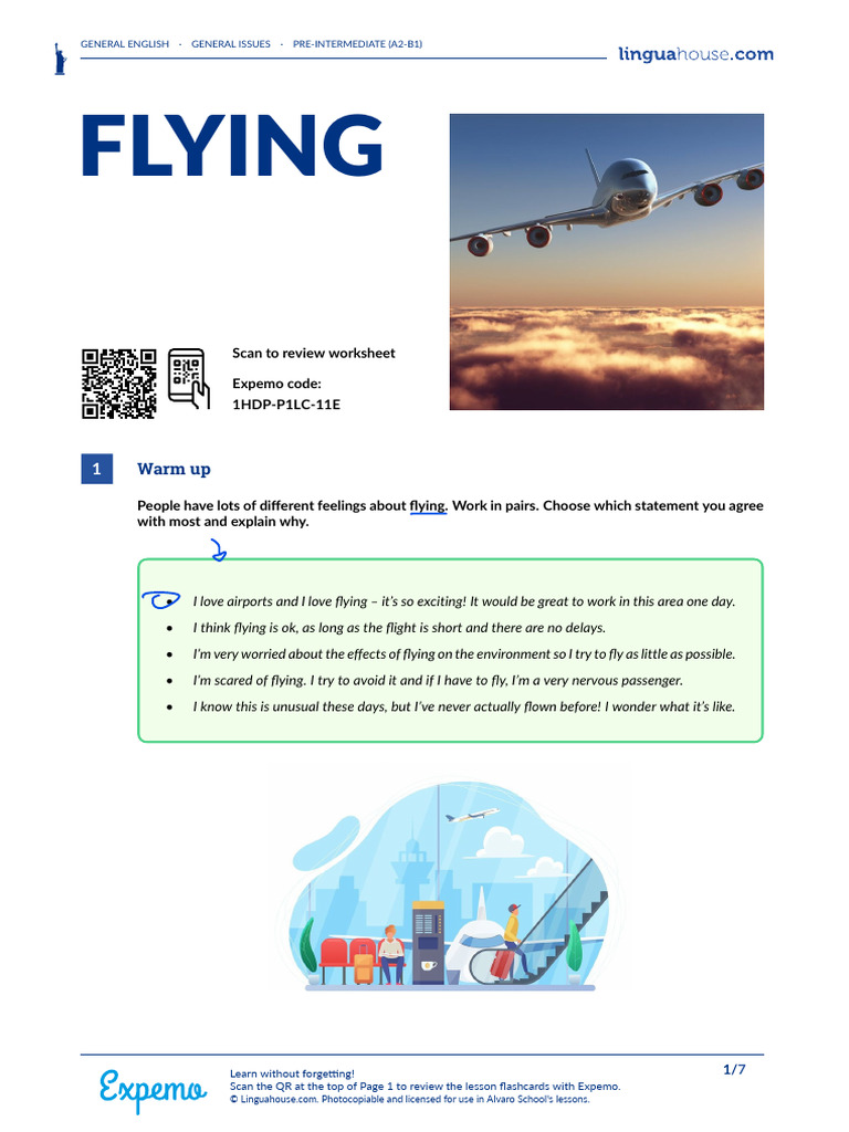 Pre-Intermediate English: Flying Guide | PDF | English Language