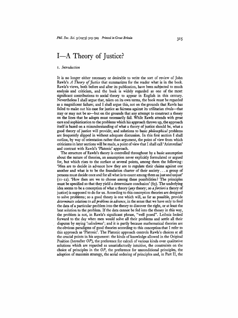 Nowell-Smith - Theory of Justice | PDF | John Rawls | Justice