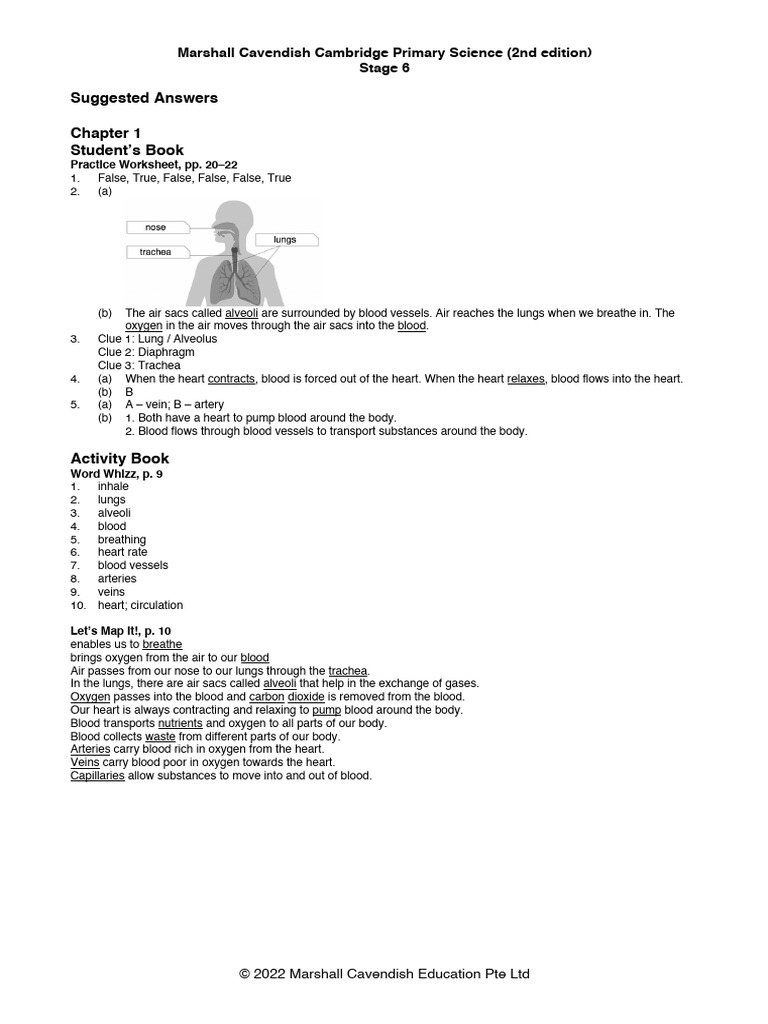 Answer Keys-CH1-Respiratory and Circulatory Systems-1 | PDF