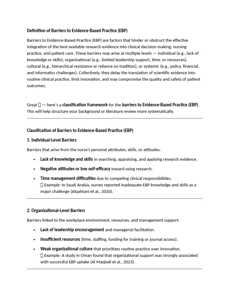 Definition of Barriers To Evidence | PDF | Evidence Based Medicine ...