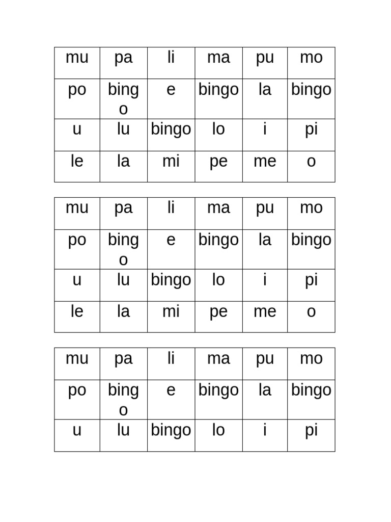 Bingo Letra M - L - P | PDF