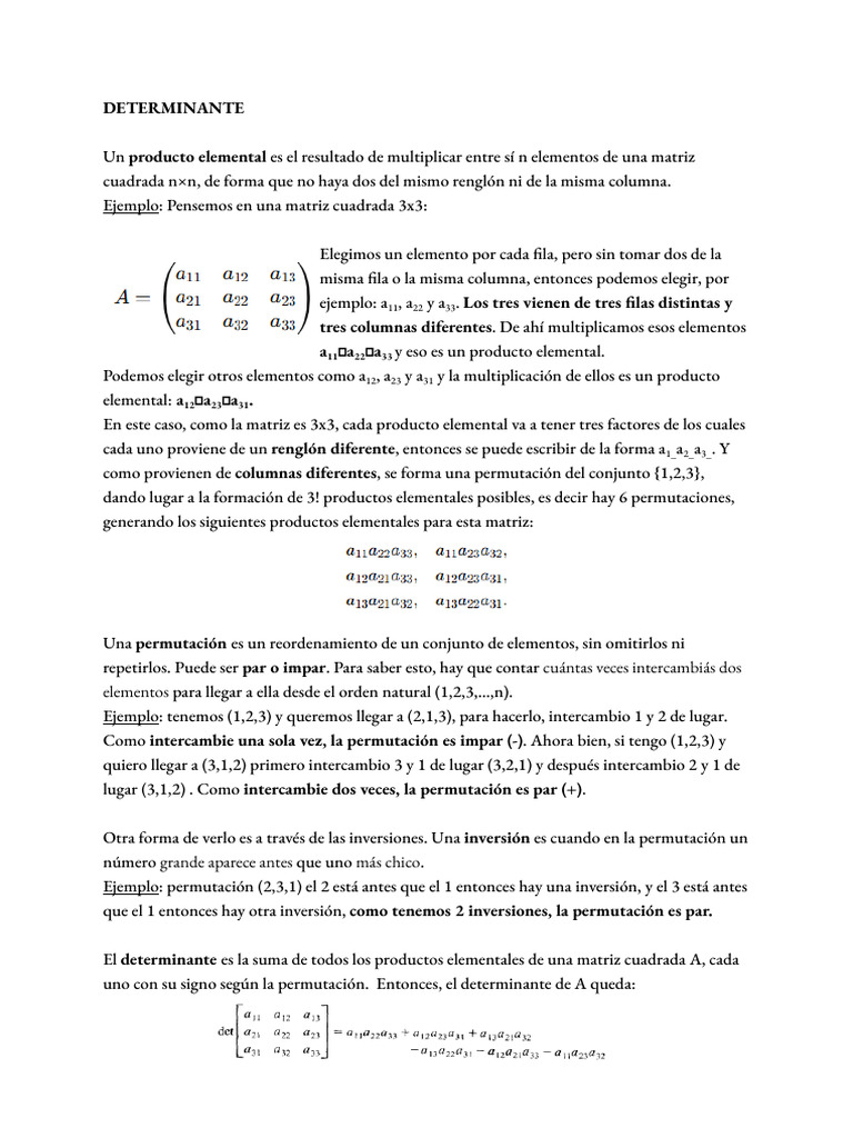 Determinantes y Cofactores de Matrices | PDF | Determinante | Matriz ...