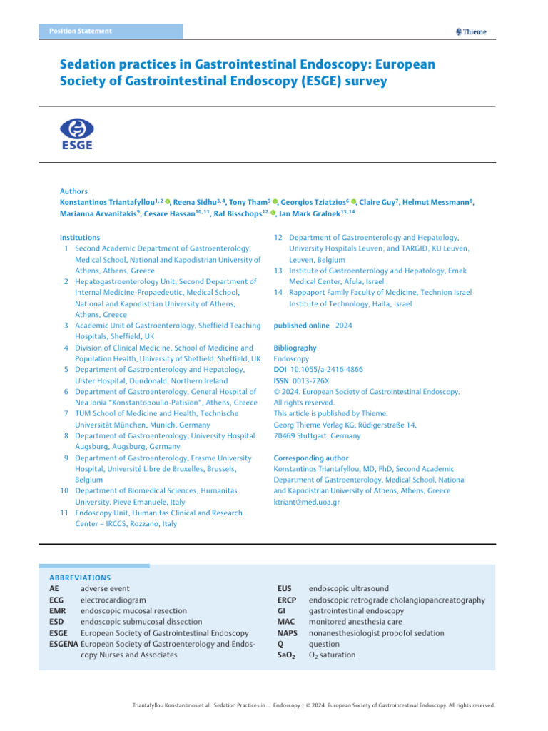 Sedation Practices in Gastrointestinal | PDF | Gastroenterology | Endoscopy