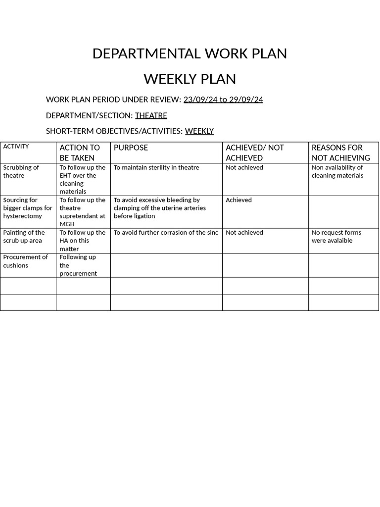 Departmental Work Plan | PDF