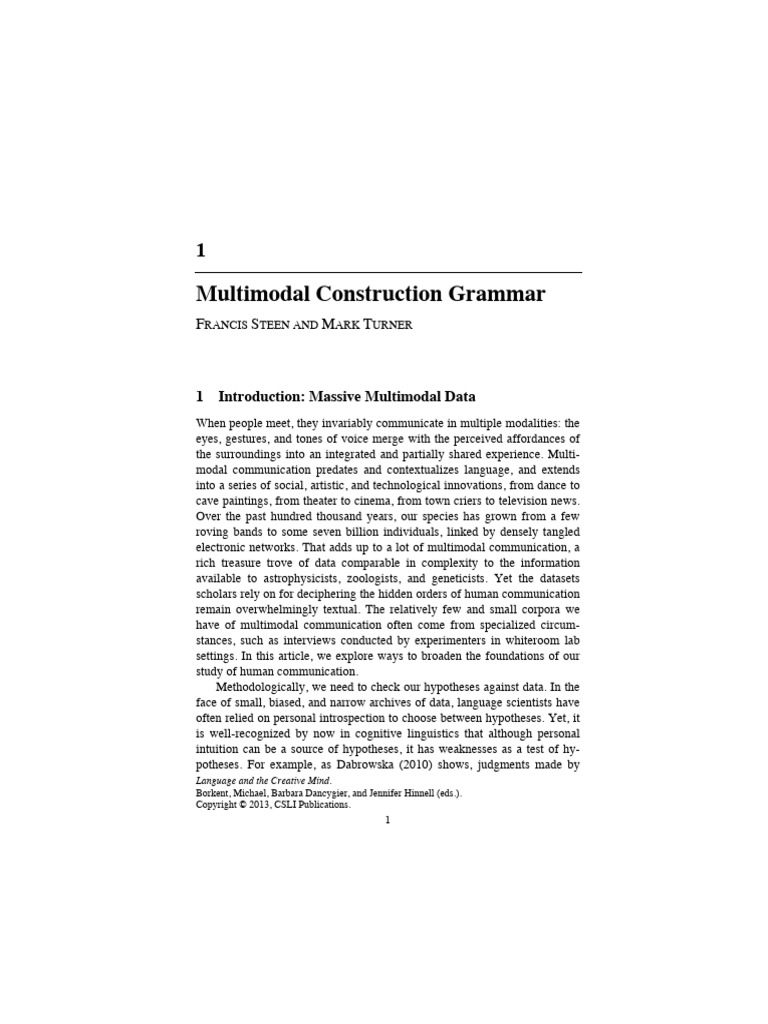 Advancing Multimodal Construction Grammar | PDF | Lexicon | Semantics