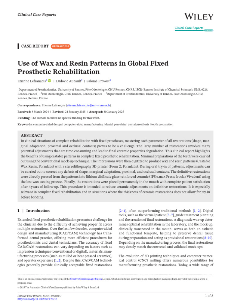 Wax and Resin Patterns in Prosthetic Rehab | PDF | Prosthodontics ...