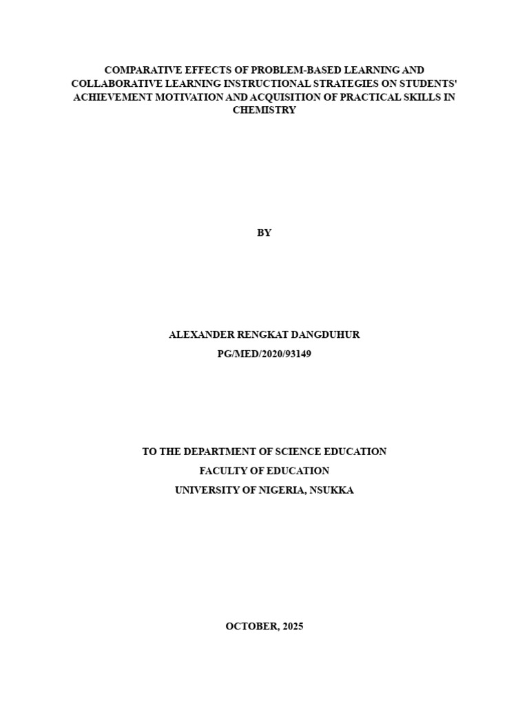COMPARATIVE EFFECTS OF PROBLEM-BASED LEARNING AND COLLABORATIVE LEARNING INSTRUCTIONAL ...