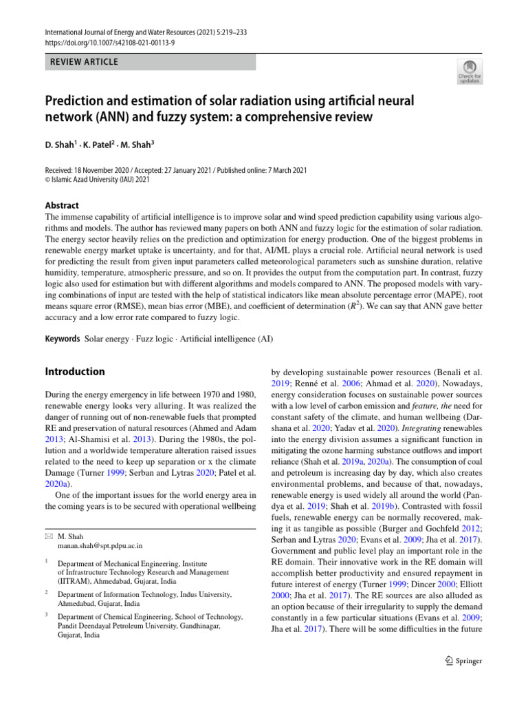 3 - Prediction and Estimation of Solar Radiation Using Artificial ...