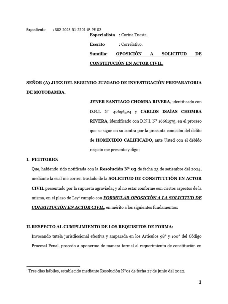 Constitucion de Actor Civil | PDF | Ley procesal | Constitución