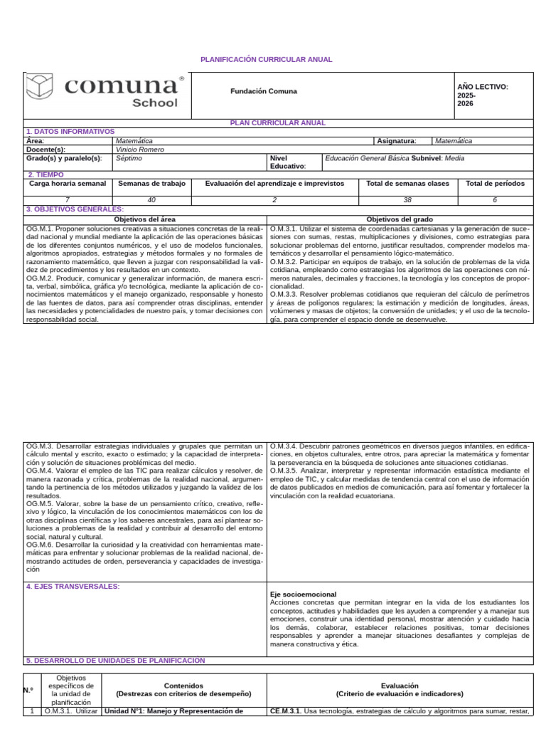 Pca Matematica 7 Egb Básico | PDF | Exponenciación | Datos