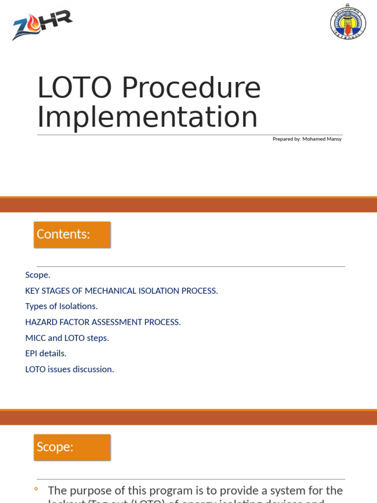 LOTO Procedure and Mechanical Isolation Guide | PDF | Occupational ...