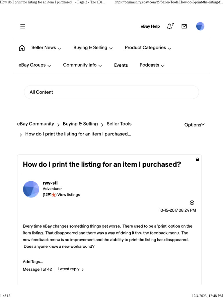 How Do I Print the Listing for an Item I Purchased on Ebay | PDF
