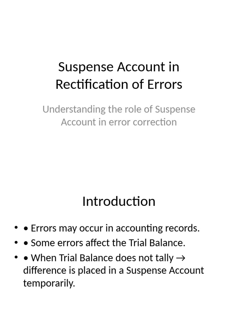 Suspense Account Rectification | PDF