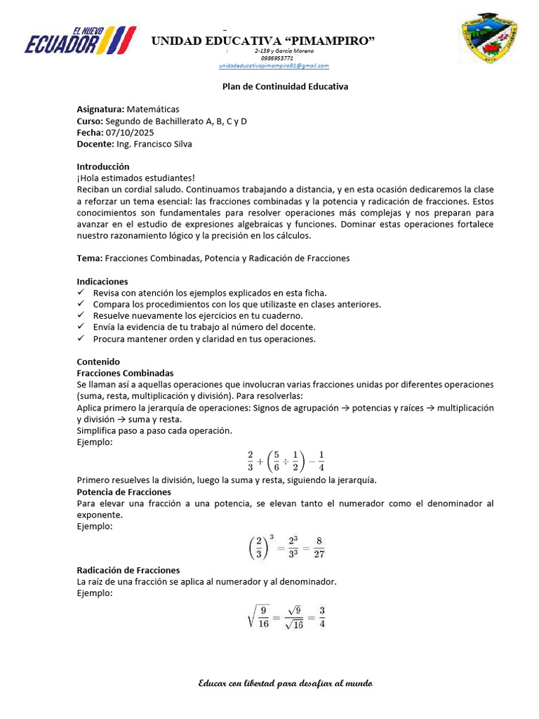 FichaMatematica2ABCD Clase5 | PDF | Exponenciación | Aritmética