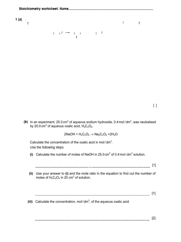 Stoichiometry Calculations and Acid-Base Reactions | PDF | Acid ...