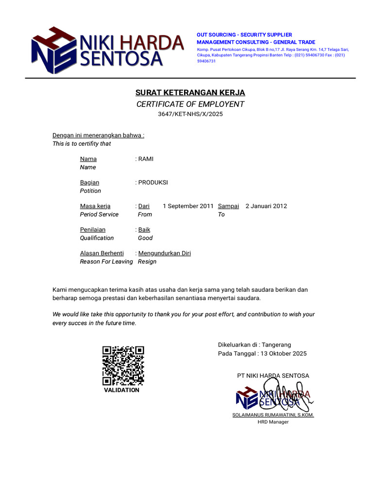 Pt. Niki Harda Sentosa - Paklaring Rami | PDF
