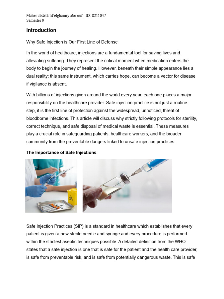 Importance of Safe Injection Practices | PDF | Injection (Medicine ...