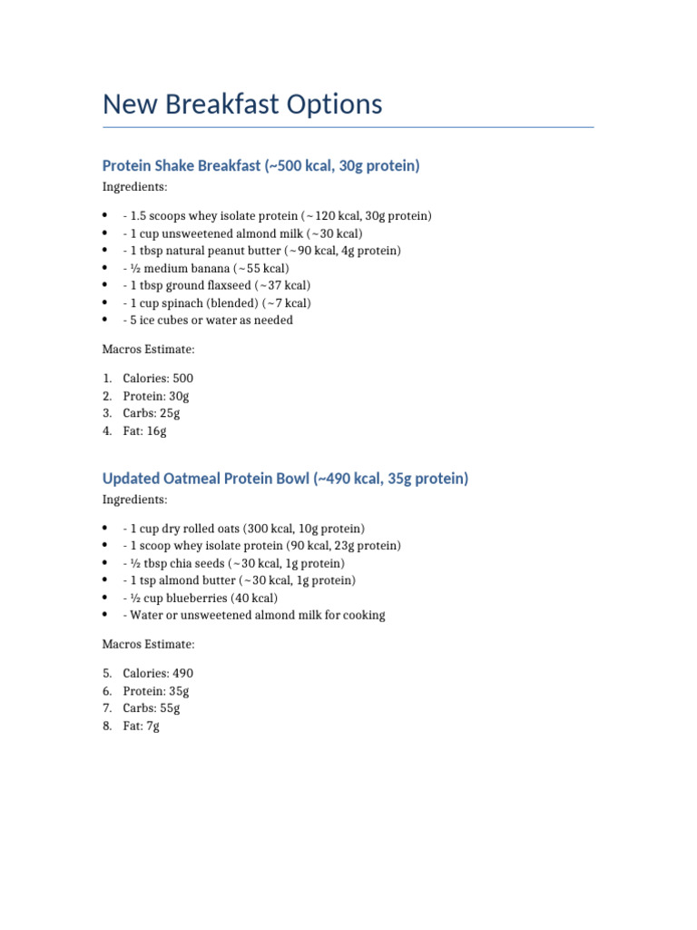 Healthy High-Protein Breakfast Ideas | PDF