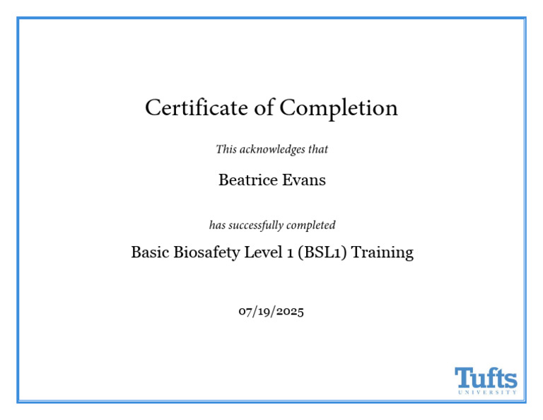 Certificate of Completion (BSL - 1) | PDF