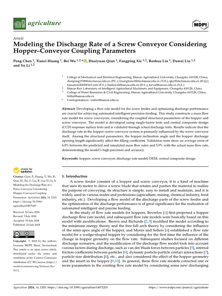 Modeling The Discharge Rate of A Screw Conveyor Co | PDF | Flow ...