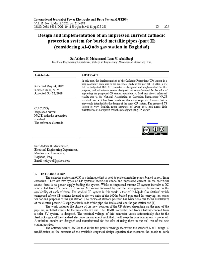 Design and Implementation of An Impressed Current | PDF | Anode ...