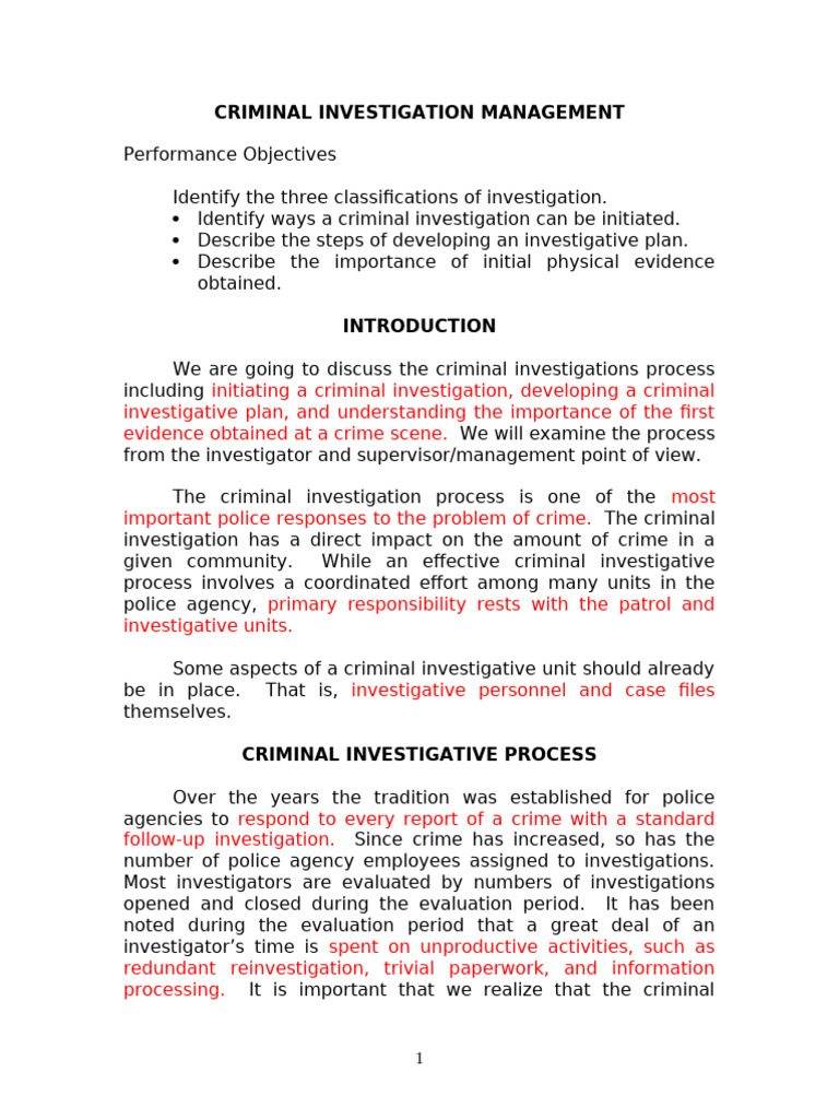 Criminal Investigation Management | PDF | Crime Scene | Police