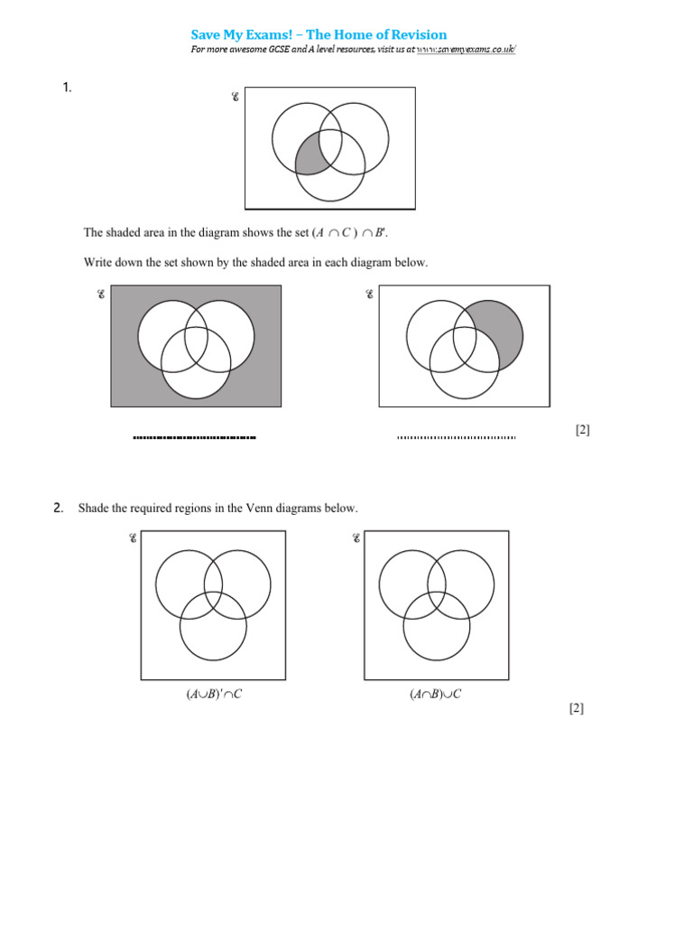 Venn Diagram Set Shading Guide | PDF