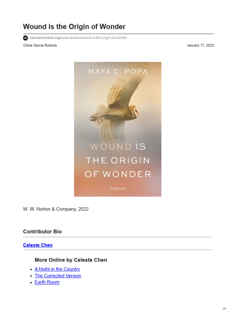 Wound and Wonder in Maya C. Popa's Poetry | PDF